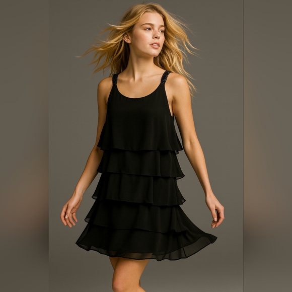 Fashion Bug | Dresses | Vintage 9s Fashion Bug 6 Beaded Strap Tiered ...